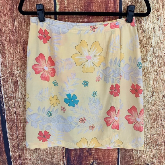 Cherokee | Skirts | Cherokee Silk And Linen Floral Wrap Skirt Sz | Poshmark